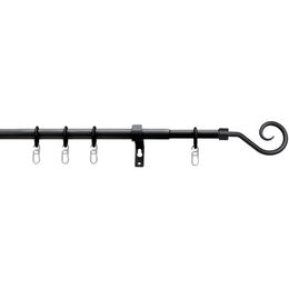 Indeko Gardinenstange &raquo;Jena&laquo; &Oslash; 13 mm 1 l&auml;ufig-l&auml;ufig ausziehbar stufenlos verstellbare Teleskopstange schwarz Stahl L: 130cm - 240cm &Oslash; 13mm, 1 l&auml;ufig