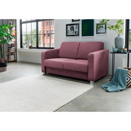 Home Affaire Ecksofa &raquo;Lazio modern und bequem, schmale Armlehnen, tolle Detailverarbeitung&laquo; mit 2 Einzelausz&uuml;gen als L&auml;ngsschl&auml;fer lila 100% Polyester