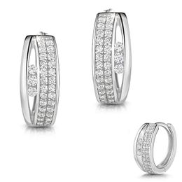 Firetti Damen Paar Creolen &raquo;Schmuck Geschenk Silber 925 Ohrschmuck Ohrringe&laquo; Made in Germany - mit Zirkonia (synth.) silber 16,5mm, Silber 925 (