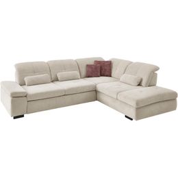 Die PlanBar Ecksofa &raquo;MP-IN16012 L-Form Kaltschaum-Polsterung&laquo; inkl. Sitztiefenverstellung, optional mit Funktionen beige 85% Polyester;15% Nylon B/H/T