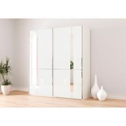 Musterring Schwebet&uuml;renschrank &raquo;Imola W&laquo; inkl. Einlegeb&ouml;den und Kleiderstangen, mit Glast&uuml;ren inkl. Zierspiegel wei&szlig; Floatglas, Holzwerkstoff B/H/T: 197,3cm x 