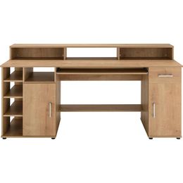 VOGL M&ouml;belfabrik Schreibtisch &raquo;Timra mit Monitoraufsatz, Tastaturauszug & Towerfach,&laquo; Breite 154 oder 178 cm, Made in Germany braun B/H/T: 178cm x 