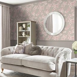 Laura Ashley Vliestapete &raquo;Pollington Roses Dove&laquo; gebl&uuml;mt glatt 10mx52cm (ca. 5m2) grau Vlies B/L: 0,52m x 10m, Rollen: 1