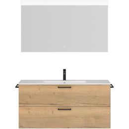 Nobilia Badm&ouml;bel-Set &raquo;Tolvina&laquo; vormontiert, mit Soft-Close, 2 Stk. tlg. braun B/H/T: 121cmcm x 169cmcm x 48,7cmcm, Griffe schwarz