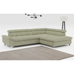 COTTA Ecksofa &raquo;Gemini L-Form, B: 312 cm&laquo; mit Kopfteilverstellung, optional Schlaffunktion gr&uuml;n B/H/T: 312cm x 234cm, Struktur weich, Ottomane rechts, 