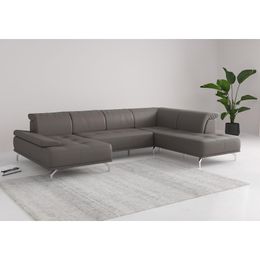 OTTO home Wohnlandschaft &raquo;Caluna&laquo; Inkl.Sitztiefenverstellung, wahlweise mit Kopf- und Armteilverstellung braun B/H/T: 334cm x 81cm x 235cm, NaturLEDER