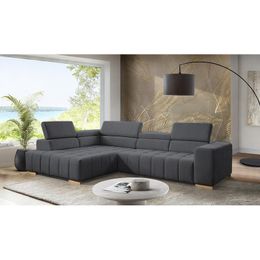 exxpo - sofa fashion Ecksofa &raquo;Elianos, hoher Sitzkomfort, aufwendige Kreuzsteppung im Sitz, L-Form&laquo; Kopfteile & Sitztiefe verstellbar, ohne 