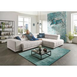 Die PlanBar Ecksofa &raquo;MP-IN15053 L-Form breiter Schenkel&laquo; wahlweise mit Kopfteilverstellung und manueller Vorziehbank beige 100% Polyester B/H/T: 323cm