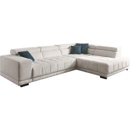 Die PlanBar Ecksofa &raquo;MP-IN15053 L-Form breiter Schenkel&laquo; wahlweise mit Kopfteilverstellung und manueller Vorziehbank beige 100% Polyester B/H/T: 323cm