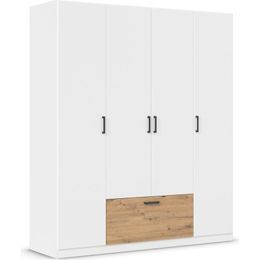 Rauch Dreht&uuml;renschrank &raquo;Kleiderschrank Schrank Garderobe W&auml;scheschrank BARI&laquo; mit Schubasten mittig, moderner Griff in Graumetallic MADE IN GERMANY 