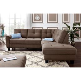 Sit & More sit&more Ecksofa &raquo;Varese L-Form&laquo; mit Federkern, wahlweise mit Schlaffunktion und Stauraum braun Luxus-Microfaser (100% Polyester)IStruktur fein (100% 