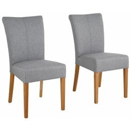 Home Affaire 4-Fu&szlig;stuhl &raquo;Queen Polsterstuhl&laquo; (Set) 2 Stk.verschiedene Bez&uuml;ge, Gestell Massivholz grau Massivholz B/H/T: 47cm x 93cm x 64cm, 2 Stk., 