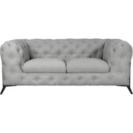 Home Affaire Chesterfield-Sofa &raquo;Amaury&laquo; aufw&auml;ndige Knopfheftung, moderne Chesterfield Optik, Fu&szlig;farbe w&auml;hlbar silber Struktur (100% Polyester9;