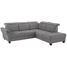OTTO home Ecksofa &raquo;Solvei L-Form&laquo; wahlweise auch mit Kopfteilverstellung und Schlaffunktion, Federkern grau Luxus-Microfaser Lederoptik (100% 