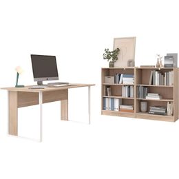 Parisot B&uuml;rom&ouml;bel-Set &raquo; Start Up 22&laquo; Set, 3 tlg. Schreibtisch l&auml;ngseitig mit ABS-Kante, frei stellbar braun Melamin Japanische Eiche Melamin