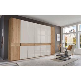 Wiemann Kleiderschrank &raquo;Cardiff&laquo; inkl. T&uuml;rd&auml;mpfung wei&szlig; Floatglas, Hartfaserplatte, Holzwerkstoff, Massivholz Bianco-Eiche-Nachbildung, B/H/T: 344,2cm