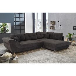 Jockenh&ouml;fer Ecksofa &raquo;Siena L-Form, B: 346 cm&laquo; mit Zierkissen, gro&szlig;e Sitz- und Liegefl&auml;che grau Luxus-Microfaser (92% Polyester, 8% Nylon) B/H/T: 346cm x 90cm x 