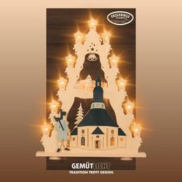 Weigla Lichterbogen &raquo;Seiffener Kirche, gro&szlig;e Lichterspitze aus Holz, Made in Germany&laquo; 1 Stk. Erzgebirge garantiert, Weihnachtsdeko Innen, 