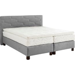 Westfalia Schlafkomfort Boxspringbett wahlweise mit Topper grau Bezug: 80% Baumwolle/20% Polyester Microvelours Kaltschaum-Topper, Liegefl&auml;che B/L: 160cm x 200cm, Gewicht bis