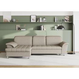 DOMO collection Ecksofa &raquo;FRANZI 278x170x81 cm, Steppung im Sitzbereich, L-Form&laquo; wahlweise mit Bettfunktion, Bettkasten und Kopfteilverstellung braun 