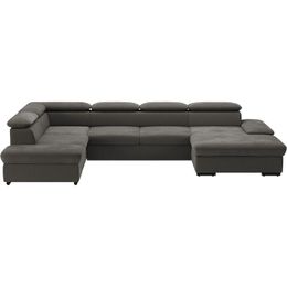 Sit & More sit&more Wohnlandschaft &raquo;Alcudia U-Form&laquo; wahlweise mit Schlaffunktion grau 100% Polyester B/H/T: 349cm x 73cm x 226cm, Luxus-Microfaser Euphoria, 