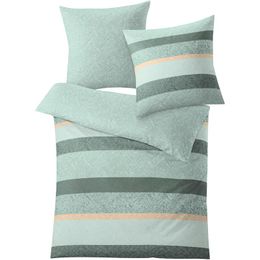 Kleine Wolke Wendebettw&auml;sche &raquo;Gwen&laquo; 2 Stk. mit Streifen gr&uuml;n Mako-Satin, Obermaterial: 100% Baumwolle B/L: 155cm x 220cm, 1 Stk., 1 Stk., Mako-Satin, B/L: 80cm x 
