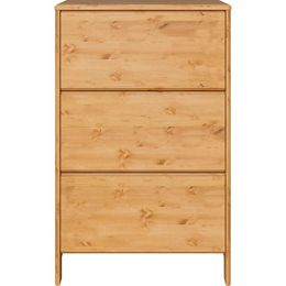 OTTO home Schuhschrank &raquo;Luven&laquo; FSC zertifiziertes Massivholz, mit 3 Klappen braun Massivholz natur, B/H/T: 82cm x 130cm x 34cm, natur-gelaugt/ge&ouml;lt, 
