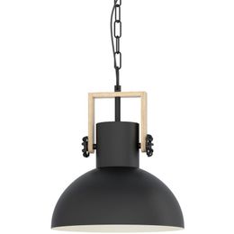 Eglo H&auml;ngeleuchte &raquo;LUBENHAM H&auml;ngelampe,Vintage, Stahl und Holz, IP20, Pendellampe, Lampe&laquo; E27 Pendelleuchte, Esszimmer, H110 x &Oslash;30 cm, schwarz, braun,