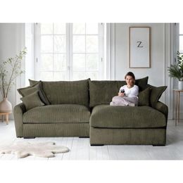 Home Affaire Ecksofa &raquo;Finca XXL L-Form, B: 247 cm&laquo; 4 Zierkissen, Mega-Sofa, in Cord oder Chenille-Struktur, Federkern gr&uuml;n 100% Polyester B/H/T: 247cm
