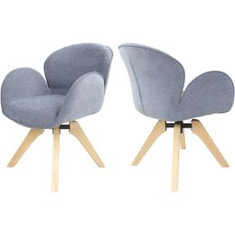 Tom Tailor HOME Armlehnstuhl &raquo;WINGS ARMCHAIR&laquo; (Set) 2 Stk.mit Armlehnen, drehbar, R&uuml;ckholfunktion, Massivholzgestell grau Massivholz, Stoff B/H/T: 