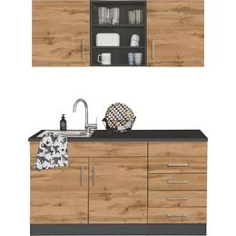KOCHSTATION Pantryk&uuml;che &raquo;KS-Mali&laquo; Breite 150 cm, wahlweise mit E-Ger&auml;ten grau B/H/T: 150cm x 200cm x 60cm, ohne E-Ger&auml;te