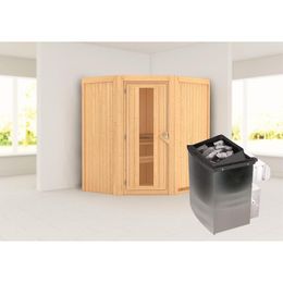 Karibu Sauna &raquo;&raquo;Liyah&laquo; mit Energiespart&uuml;r naturbelassen&laquo; in verschiedenen Ausf&uuml;hrungen erh&auml;ltlich beige Saunaofen, integrierte Steuerung, (ohne Ofen)