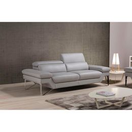 Egoitaliano 2,5-Sitzer &raquo;Princess, Designsofa und super bequem, tolle Detailverarbeitung&laquo; inkl. verstellbarer Kopfteile grau Leder BULL (Echtes Rindsleder). 