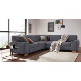 DOMO collection Ecksofa &raquo;Incanto kubische Formensprache, komfortabel, flache Armlehnen, L-Form&laquo; wahlweise mit Bettfunktion grau B/H/T: 260cm x 81cm x 