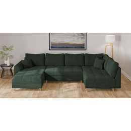 Home Affaire Wohnlandschaft &raquo;CHARRE U-Form mit Ottomane, Ma&szlig;e B/T/H: 310/161/81 cm&laquo; feine Steppung, lose R&uuml;cken- und Zierkissen, auch in Cord und 