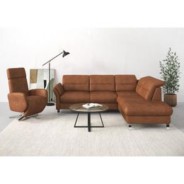 Sit & More sit&more Ecksofa &raquo;Grenoble L-Form mit Federkern&laquo; wahlweise mit Schlaffunktion, Bettkasten, Arm- und Kopfteilverstellung braun B/H/T: 247cm x 85cm x 