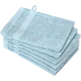 Dyckhoff Waschhandschuh &raquo;Planet&laquo; 450 g/m&sup2;, aus reiner Baumwolle, trocknergeeignet blau Walkfrottier B/L: 16cm x 21cm