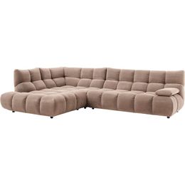 Home Affaire Ecksofa &raquo;Cozy Bubble, mit klappbarer Armlehne, Breite 324 cm&laquo; mit eleganter Steppung, Rundumbezug & weicher Polsterung braun 95% 