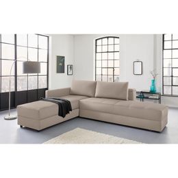 LOOKS by Wolfgang Joop Ecksofa &raquo;LooksIII L-Form&laquo; durch Drehfunktion zum Bett wandelbar, inklusive Staufach beige Struktur (100% Polyester);