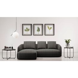 Trendmanufaktur Ecksofa &raquo;Shawn elegantes Designsofa, Breite 232cm, L-Form&laquo; bequem, organischer Form, mit hochwertigem Bezug schwarz 100% Polyester B/H