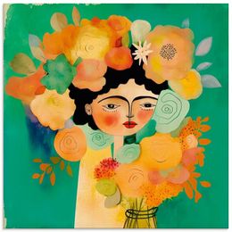 Artland Glasbild &raquo;Das Fl&uuml;stern der Bl&uuml;te&laquo; Bilder von Frauen 1 Stk. tlg. in verschiedenen Gr&ouml;&szlig;en bunt Glas B/H/T: 50cm x 50cm, Glasbild Bilder von Frauen 