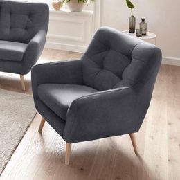 exxpo - sofa fashion Sessel &raquo;Scandi, Loungesessel mit tollem Sitzkomfort, hochwertige Polsterung&laquo; bequem, hohe Holzf&uuml;&szlig;e grau Korpus: 100% PES;Luxus-