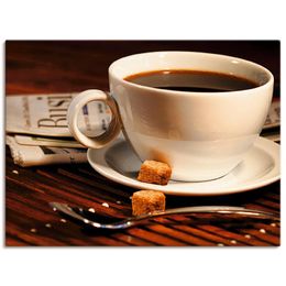 Artland Leinwandbild &raquo;Kaffeetasse und Zeitung&laquo; Getr&auml;nke 1 Stk. tlg. auf Holzrahmen gespannt braun Leinwand B/H/T: 40cm x 30cm, Leinwandbild Getr&auml;nke 