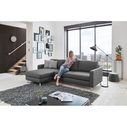 Die PlanBar Ecksofa &raquo;MP-IN19027 L-Form&laquo; wahlweise mit Schlaffunktion, frei im Raum stellbar grau 100% Polyester B/H/T: 265cm x 82cm x 172cm, 