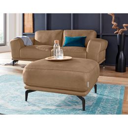 W.Schillig Hocker &raquo;montanaa&laquo; mit Metallf&uuml;&szlig;en in Schwarz pulverbeschichtet, Breite 71 cm braun B/H/T: 71cm x 42cm x 71cm, Longlife Xtra-Leder Z69