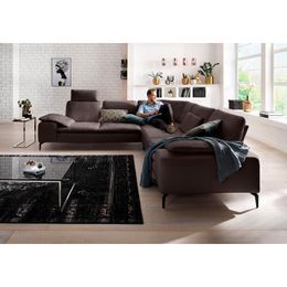 W.Schillig Ecksofa &raquo;valentinoo, Designsofa, elegant und bequem, L-Form&laquo; mit Sitztiefenverstellung, Breite 318 cm braun Longlife Xtra-Leder Z69: Das 