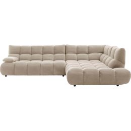 Home Affaire Ecksofa &raquo;Cozy Bubble, mit klappbarer Armlehne, Breite 324 cm&laquo; mit eleganter Steppung, Rundumbezug & weicher Polsterung beige 95% 