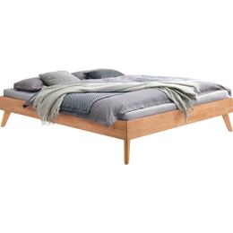 Hasena Holzbett &raquo;Calvari&laquo; mit einer Fu&szlig;h&ouml;he von 25 cm braun Eiche massiv Liegefl&auml;che L&auml;nge B: 200cm x 180cm, H&ouml;he Bett: 41cm H&ouml;he Bettseite: 16cm H&ouml;he