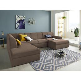 DOMO collection Wohnlandschaft &raquo;Topper, elegant und zeitlos, komfortabel, U-Form&laquo; wahlweise mit Bettfunktion braun B/H/T: 320cm x 78cm x 213cm, 