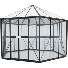 Vitavia Gew&auml;chshaus &raquo;Juno 9000, mit Stahlfundamentrahmen&laquo; Alu-Profile,3 mm Sicherheitsglas, Dach 6 mm Hohlkammerplatten schwarz B/H/T: 336cm x 283,7cm x 